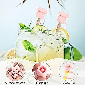 6 PCS Straw Covers Compatible with Stanley Tumbler Cups All OZ, Silicone Drinking Straw Cover Cap for Stanley Cup Accessories, Reusable Straw Protector for 6-10 mm Straw, Dust Proof Straw Topper