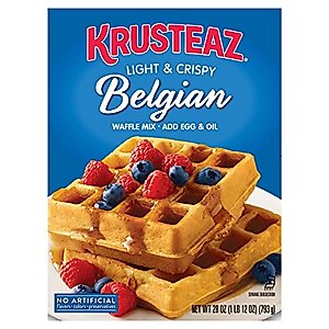 Krusteaz Light & Crispy Belgian Waffle Mix - No Artificial Flavors, Colors, or Preservatives - 28 OZ (Pack of 2) (Packaging May Vary)