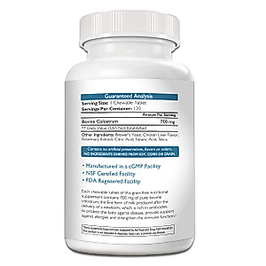 Nutrition Strength Pure Bovine Colostrum for Dogs Supplement, Rich in Antibodies to Protect Against Disease, Support for Immune Function, Digestive System, 120 Chewable Tablets