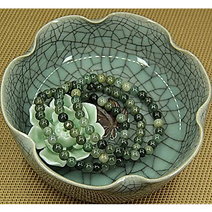 Angelstones Natural Dark Green Jade Gemstone 6mm Round Beads Stretch Bracelet 7" Unisex