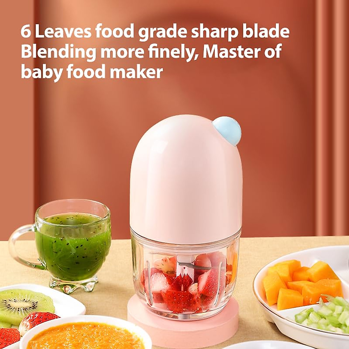 Baby Food Maker, Small Baby Food Processor Kits for Fruit, Vegetable, Meat, Baby Food Puree Blender, Baby Food Chopper Feeding Essentials for Baby Shower Gifts (Pink)