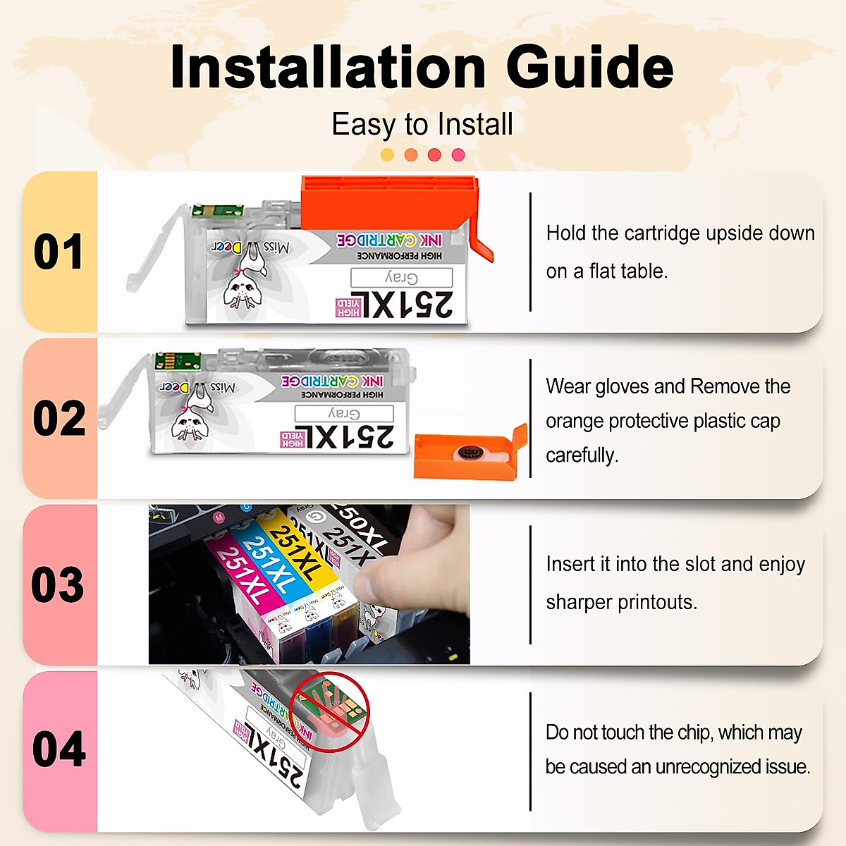 Miss Deer Compatible 251 Gray Ink Cartridge Replacement for Canon CLI-251 GY CLI-251XL CLI251XL 251XL Work with PIXMA MG6320 MG7120 MG7520 IP8720 Printer (5Gray) 5-Pack