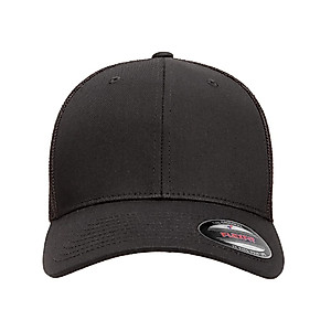 The Hat Pros | Flexfit 6511 Men's Trucker Mesh Cap Fitted Hat OSFM (as1, Alpha, one_Size, Black)