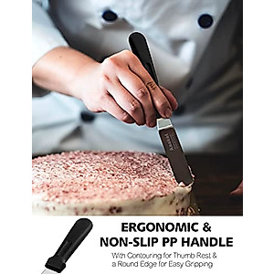 Anaeat Icing Spatulas, Set of 3 Professional Cake Angled Offset Spatula with 6", 8", 10" Stainless Steel Blades - Thickened Frosting Knife with Plastic Handle for Cake Decorating, Pastry & Baking