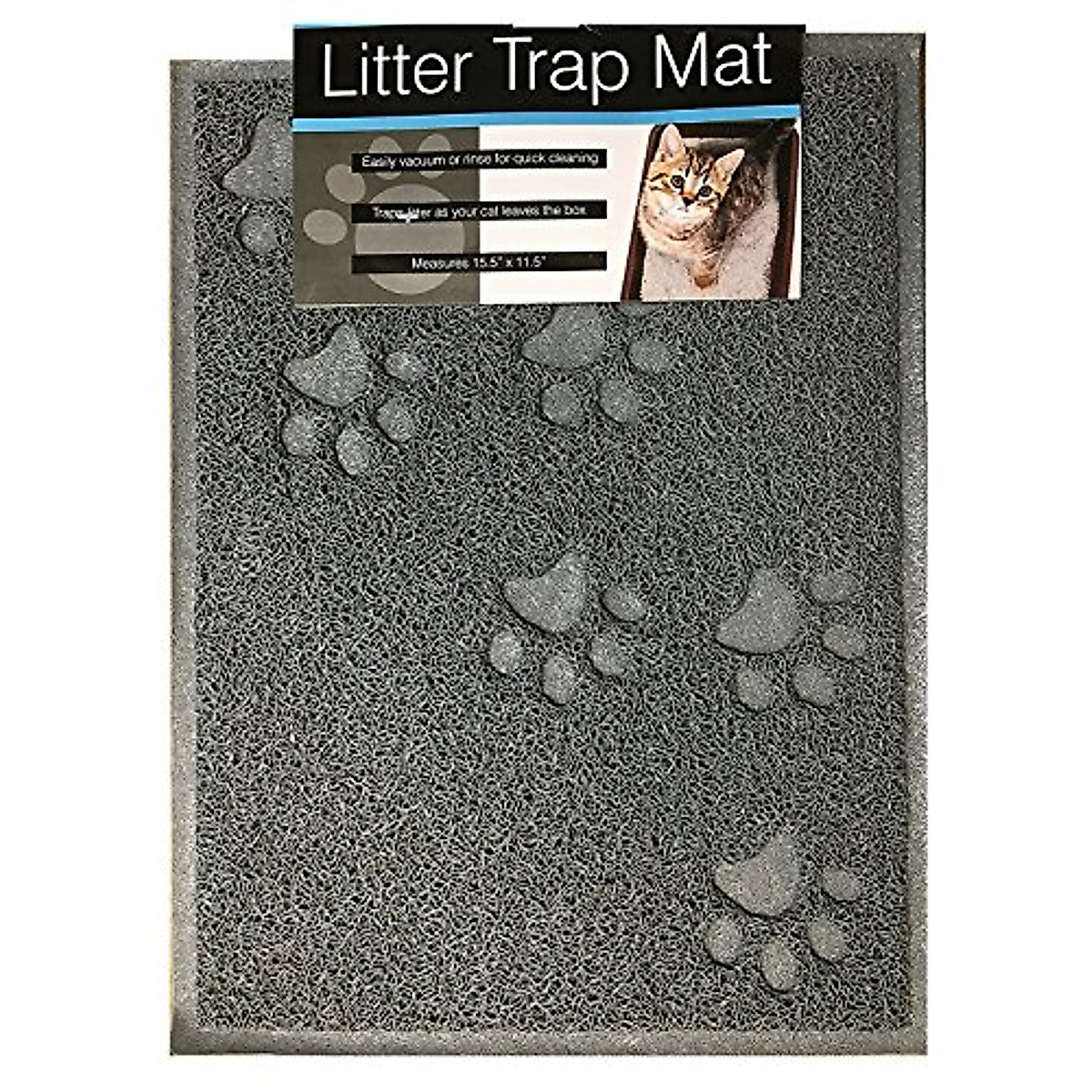 Quality Gray Cat Litter Trap Mat, Non-Slip Backing, Dirt Catcher, Soft on Paws, Easy to Clean