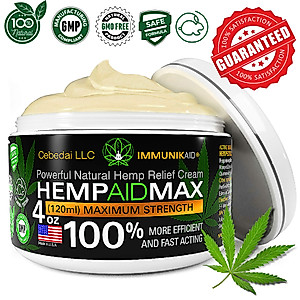 Instant Hemp Cream - Made in USA - Muscle, Foot, Shoulder, Neck, Joints and Back - Natural Hemp Oil Extract Moisturizing Gel, Lotion, Balm