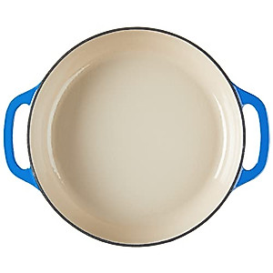 Lodge 3.6 Quart Enameled Cast Iron Oval Casserole With Lid – Dual Handles – Oven Safe up to 500° F or on Stovetop - Use to Marinate, Cook, Bake, Refrigerate and Serve – Caribbean Blue