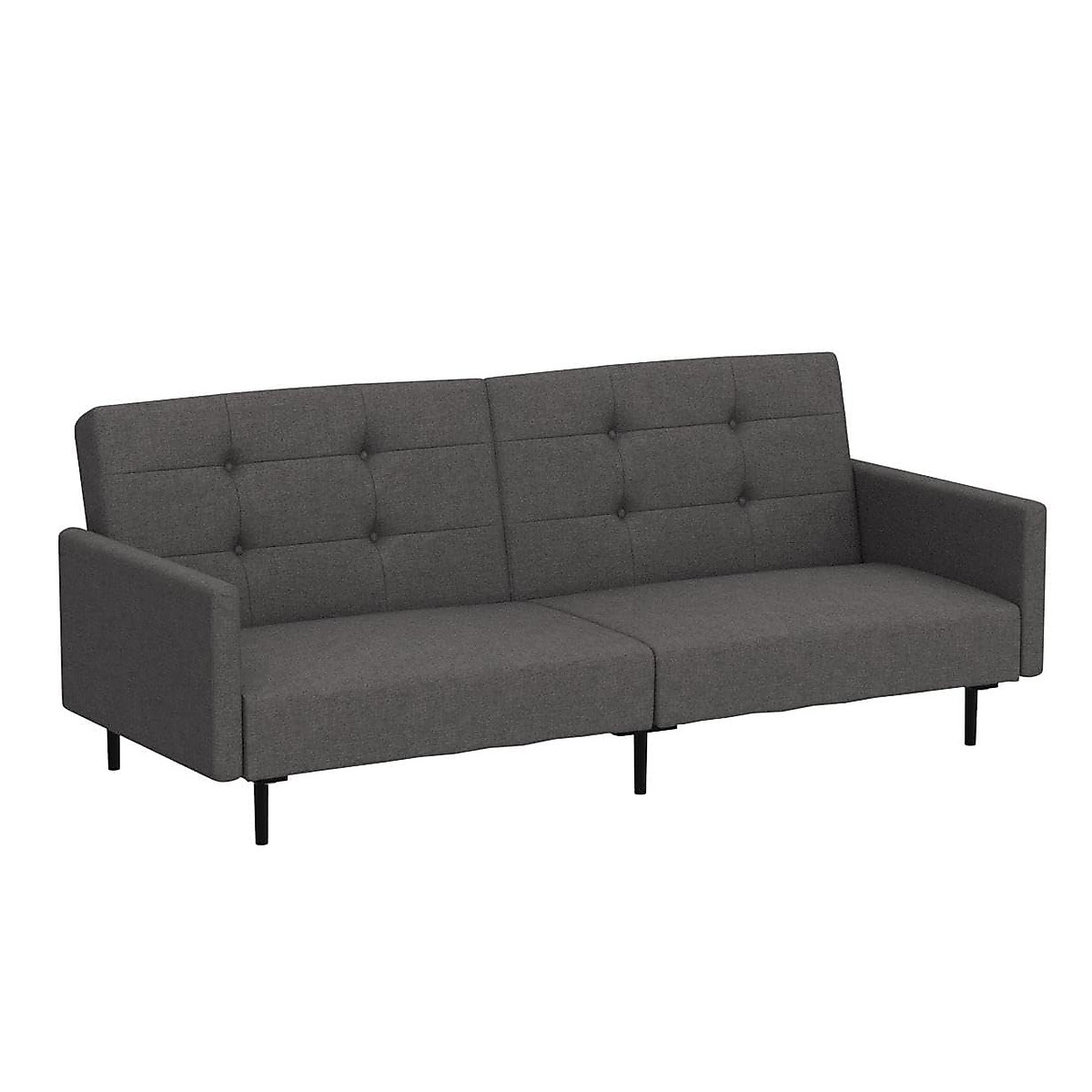 Edenbrook Gilman Futon - Futon Sofa Bed - Futon Couch - Small Futon - Living Room Furniture - Armed Sofa Bed Couch - Sofa – Gray Linen Futon