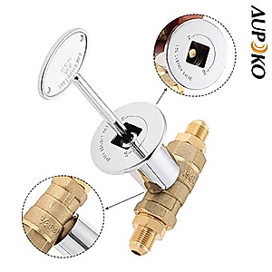 Aupoko 1/2-Inch Straight Quarter-Turn Shut-Off Valve Kit for NG LP Gas Fire Pits, 3-inch Key and 3/8 Male Flare x 1/2 NPT Fittings x 2, Fits for NG LP Gas Fire Pits Indoor & Outdoor Fireplace