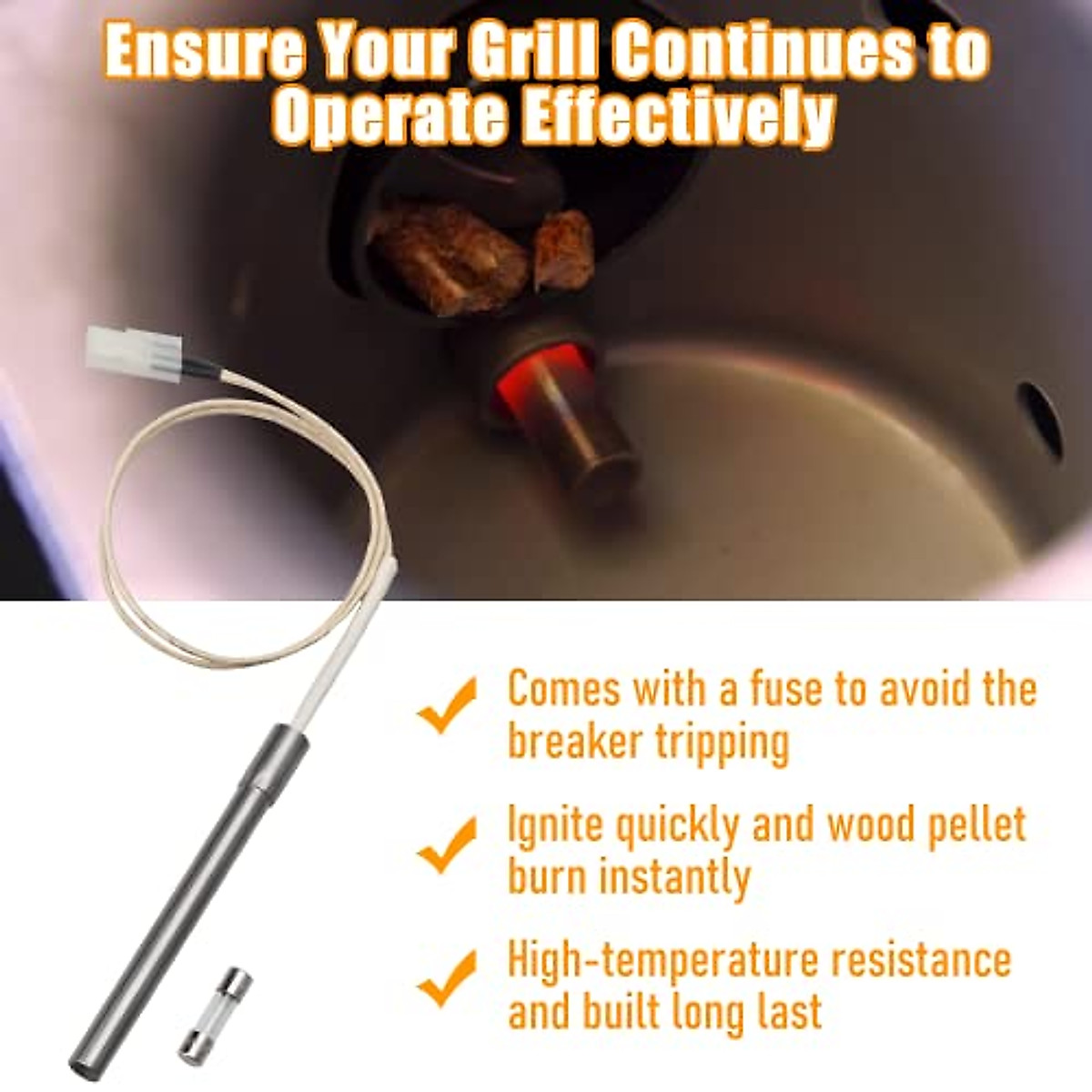 Digital Thermostat Controller Kit Replacement Parts Compatible with Camp Chef Wood Pellet Grills Smoker PG24STX/PG24XT/PG24S/PG24WWS, Include Meat Probe, Temperure Sensor Probe, and Igniter Hot Rod