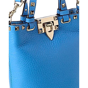 Valentino Rockstud Grainy Leather Crossbody, Blue