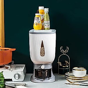 YXQ Rice Dispenser 10kg, Rice Storage Container Large Sealed Grain Container with Lid Measuring Cylinde Moisture Proof Cereal Dispenser for Kitchen Organization (Grey)