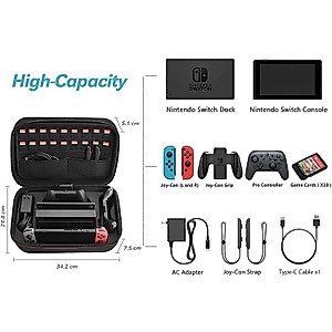 HEYSTOP Switch Accessories Bundle 12 in 1 Compatible with Nintendo Switch, Gift Kit with Carrying Case, Protective Case Cover, Screen Protector, PlayStand, Joycon Grip & More (Black)