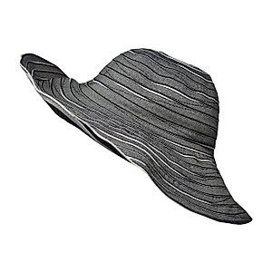 Packable Reversible Crusher Sun Shade Beach Hat, Adjustable Wide Shapeable Brim, SPF UPF 50 UV Protection Black