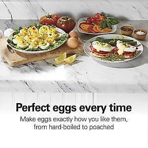 Hamilton Beach 3-in-1 Electric Egg Cooker for Hard Boiled Eggs, Poacher, Omelet Maker & Vegetable Steamer, Holds 14, Black (25508)