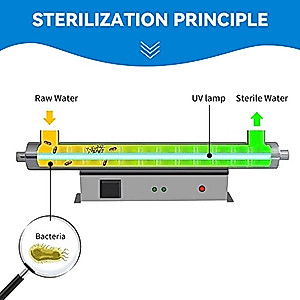 TAISHAN Ultraviolet Water Purifier Sterilizer Filter for Whole House Water Purification,2GPM 21W 110V,1 UV Lamp + 1 Quartz Sleeve