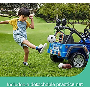 Power Wheels Ride-On Toy Gameday Jeep Wrangler Battery-Powered Vehicle with Sounds, Sports Net & 3 Balls, Preschool Kids Ages 3+ Years​