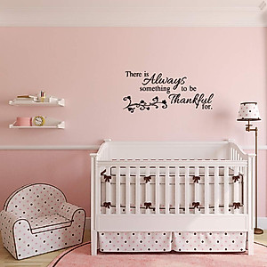 There is Always Something to be Thankful for - Pure Black Vinyl Decal Quotes Separated Letters Home Décor Art Lettering Wall Sayings Inspirational Words Mural Motto