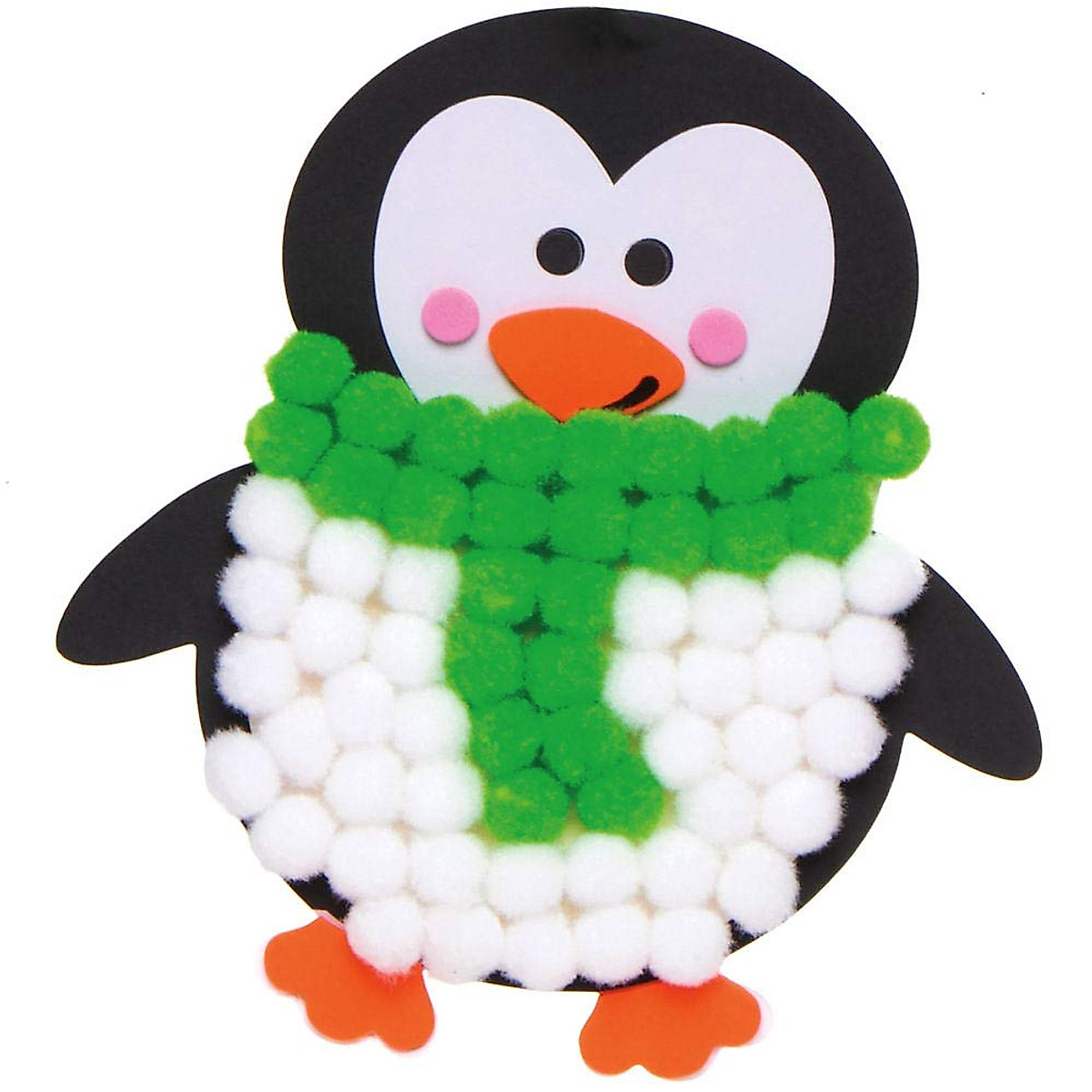 Baker Ross AX356 Penguin Pom Pom Decoration Kits - Pack of 5, Christmas Tree Ornmanets for Kids Arts and Crafting Activities