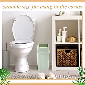 Sumind 2 Pcs Bathroom Trash Can with Swing Lid Small Garbage Can Plastic Bathroom Trashcan Garbage Bin for Kitchen Waste Bedroom Room Outdoor (Green and Pink,1.8 Gallon)