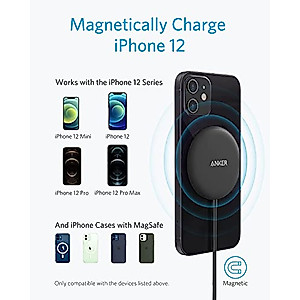 Anker Magnetic Wireless Charger, 5ft USB-C Cable with Detachable USB-A Connector, PowerWave Magnetic Pad Slim Only for iPhone 14/14 Pro/14 Pro Max/13/13 Pro Max (No AC Adapter)