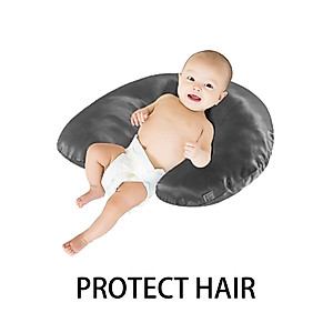 Pro Goleem Satin Nursing Pillow Cover Silk Feeling Soft Feeding Pillow Slipcover for Breastfeeding Moms Fits Standard Infant Nursing Pillow or Positioner Black