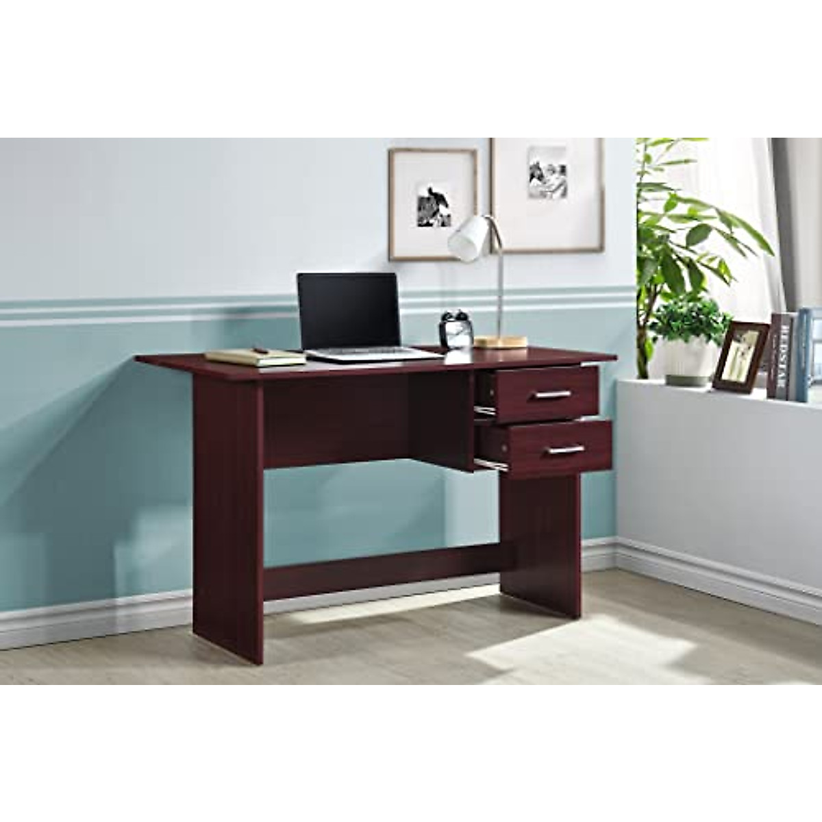 Hodedah Writing 2-Drawers in Mahogany Desk