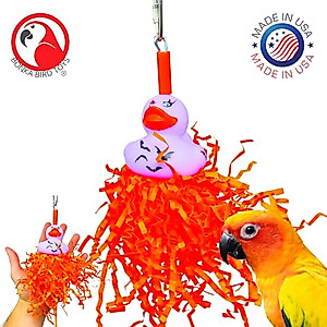 Bonka Bird Toys Halloween Ducks 8" x 3.50", Medium Parrot Chew Preen Spooky Cage Toy, Conure, Quaker, Cockatiel, and Similar (2958 Bat Duck)