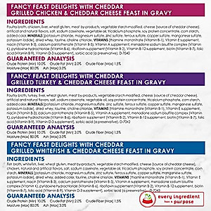 Purina Fancy Feast Gravy Wet Cat Food Variety Pack, Delights With Cheddar Grilled Collection - (24) 3 oz. Cans