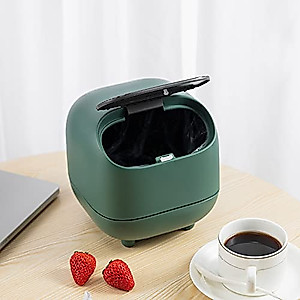 Yuzita Mini Trash Can with Lid Desk Small Plastic Trash Can Countertop Trash Can for Bathroom Dresser, Desk, Office or Coffee Table, with 100 Trash Bags (Green)