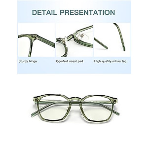 Baililai Blue Light Blocking Glasses - Lightweight Eyeglasses with Blue Ray Filtering for Computer Gaming (17131) (green-C10)