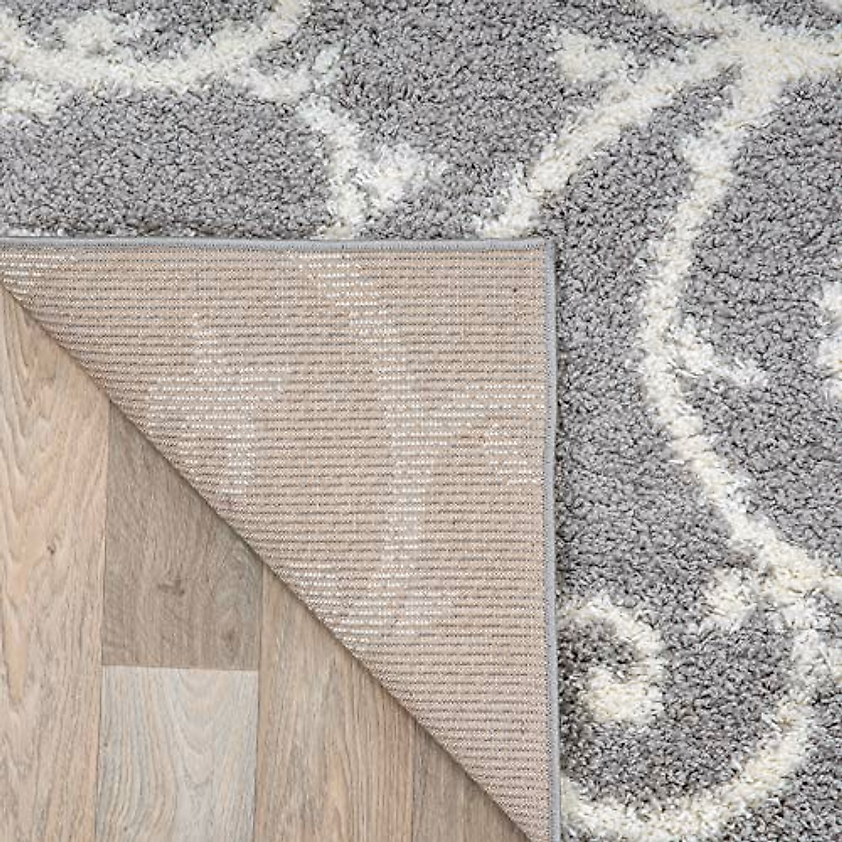 Cozy Contemporary Scroll L.Grey-White 3'3" X 5' Indoor Shag Area Rug