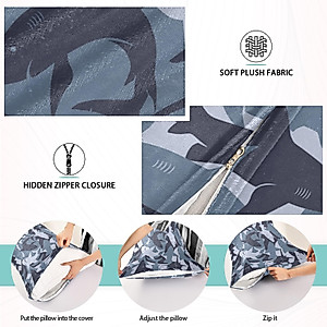 Sharks Camo Pillowcase for Hair and Skin Body Pillow Cover Body Pillow Cases King Size 20"X 40" Decorative Pillows Cases with Zipper for Women Men