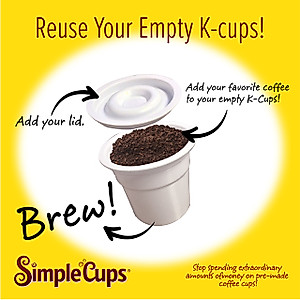 Disposable Cups for Use in Keurig® Brewers - Simple Cups - 25 Cups, Lids, Filters with Easy Close Stand - Use Your Own Coffee