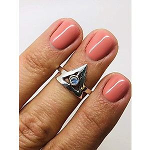 Koral Jewelry Moonstone Triangle Ring Sterling Silver Vintage Boho Chic (6)