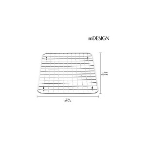 mDesign Modern Metal Wire Kitchen Sink Metal Dish Drying Rack/Mat - Steel Wire Grid Design - Allows Wine Glasses, Mugs, Bowls and Dishes to Drain in Sink - 2 Pack - White