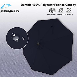 ABCCANOPY 9FT Patio Umbrella Outdoor Solar Umbrella LED Umbrellas with 8LED Bulbs, Tilt and Crank Table Umbrellas for Garden, Deck, Backyard and Pool,12+Colors, (Navy Blue)