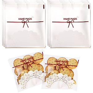 TOPZEA 500Pcs Self-adhesive Cookie Bags, 5.5x5.5Inch Clear Treat Bags DIY Plastic Individual Candy Bags Decorating Favor Bag Cellophane Bags for Packing Biscuits, Chocolate, Snack, Wedding, Party