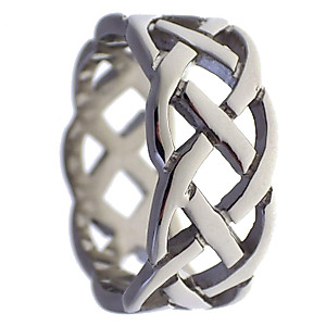 Fantasy Forge Jewelry Celtic Knot Ring Open Weave Wedding Band Stainless Steel 9mm Handfasting Size 9