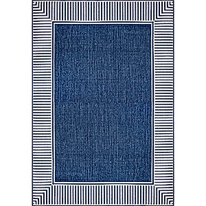 nuLOOM Asha Simple Border Indoor/Outdoor Area Rug, 5' x 8', Navy