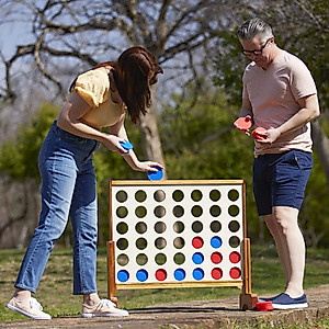 Giant 4 Connect in a Row with Carrying Case and Stained and Finished Legs and Frame