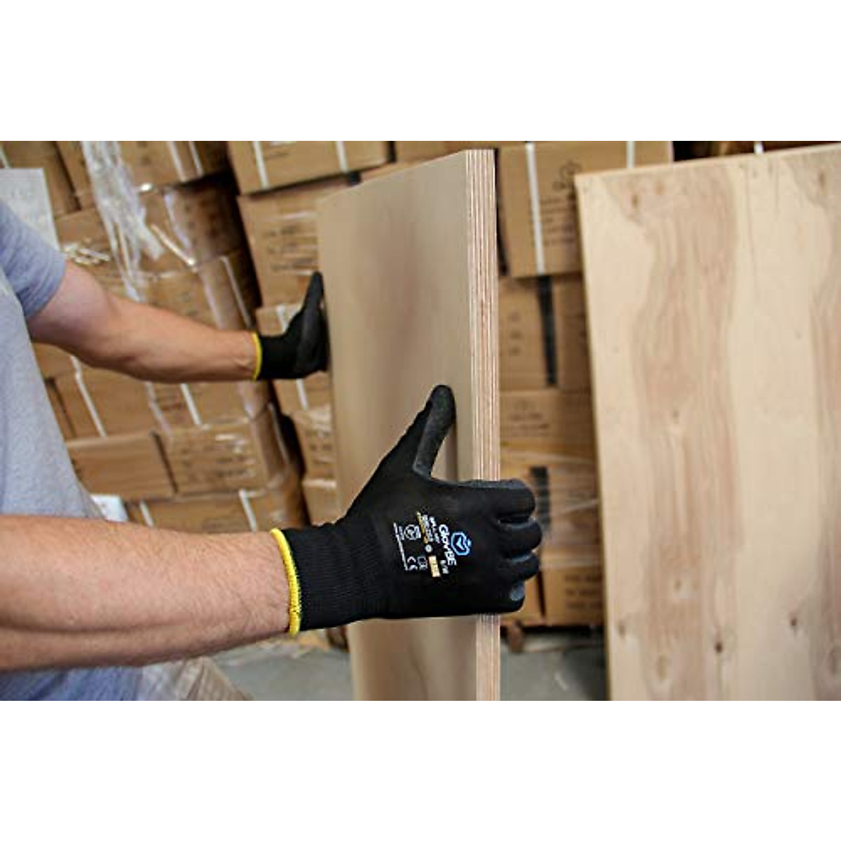 GlovBE 12 Pairs Grip All-Purpose Work Gloves with Latex Coated Palm, Black (XL)