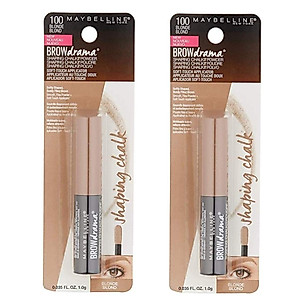 Pack of 2 Maybelline New York Brow Drama Shaping Chalk Powder, Blonde 100