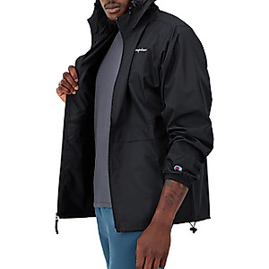 Champion, Stadium Full-Zip, Wind, Water Resistant Jacket for Men, Black Small Script