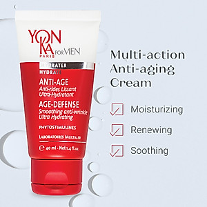 Yon-Ka Mens Age Defense Moisturizer (40ml) Anti-Aging Daily Face Lotion for Dry and Mature Skin, Prevent Wrinkles with Nutrient Rich Creme