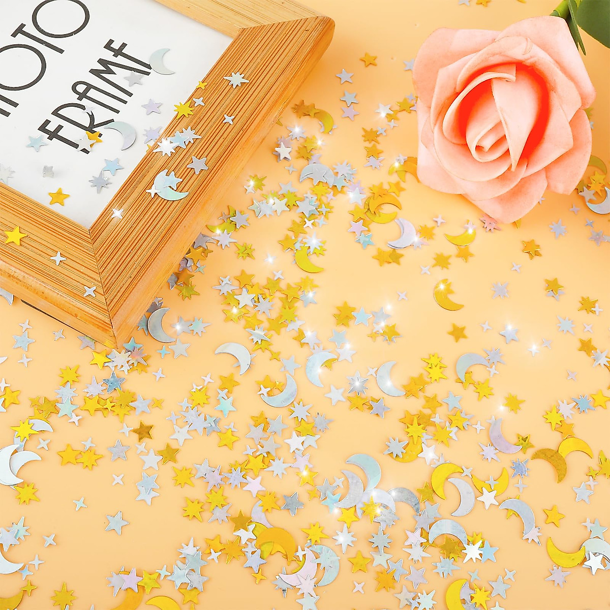 60 g Gold & Silive Confetti Christmas Confetti Stars Moons Planet Confetti Holographic Star And Moon Table Confetti For Party DIY Rainbow Metallic Glitter Foil Sequin Scatter For Birthday Wedding