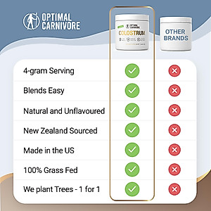 Grass Fed Colostrum Powder, Unflavored Bovine Colostrum for Humans, Colostrum Supplement Powder for Gut Health, Immune Support & Muscle Recovery, 120 grams, Colostrum Powder Grass Fed