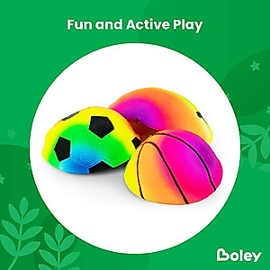 Boley Rainbow Sports Balls & Air Pump - 3 Pk Small Toddler & Kids Balls - Indoor Outdoor Ball Set for Kids Ages 3+