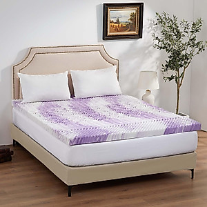 Orcalic 3 Inch Memory Foam Mattress Topper 5-Zone Soft Mattress Pad Pressure Relieve Bed Topper, CertiPUR Certified, Twin Size, Purple