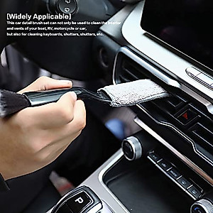 Rsept Soft Car Detailing Brush,Double Head Brush for Car Clean,Car Detailing Brushes Exterior,Double Ended Portable Cleaning Brush Mini Hand Held Magic Brush Duster for House, Car, Office (Black)